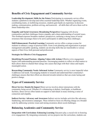 Civic Engagement and Community Service in High School. | PDF