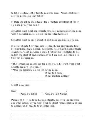 Civic Engagement Letter CHDV 3210Due Dates Draft due Mon.docx