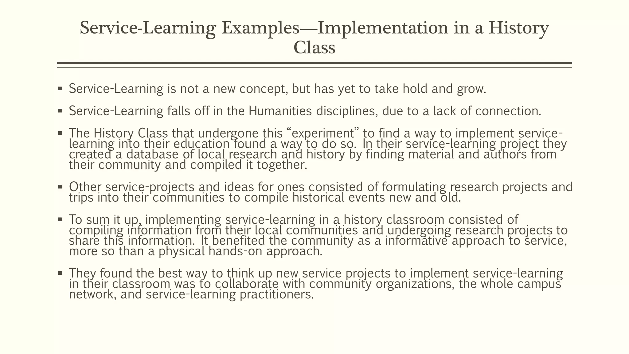 Presentation on the Role of Civic Engagement and Service Learning in ...
