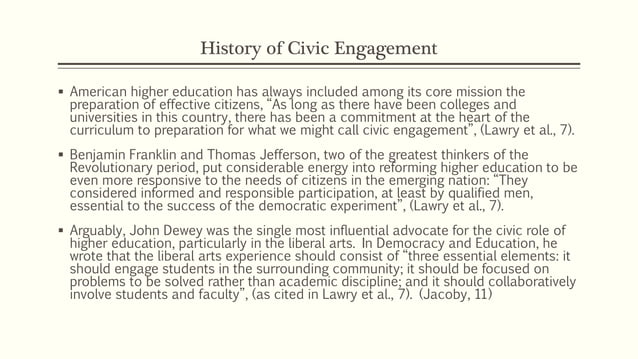 Presentation on the Role of Civic Engagement and Service Learning in ...