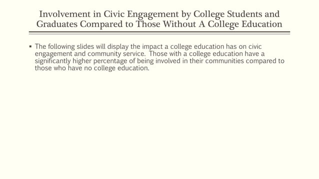 Presentation on the Role of Civic Engagement and Service Learning in ...