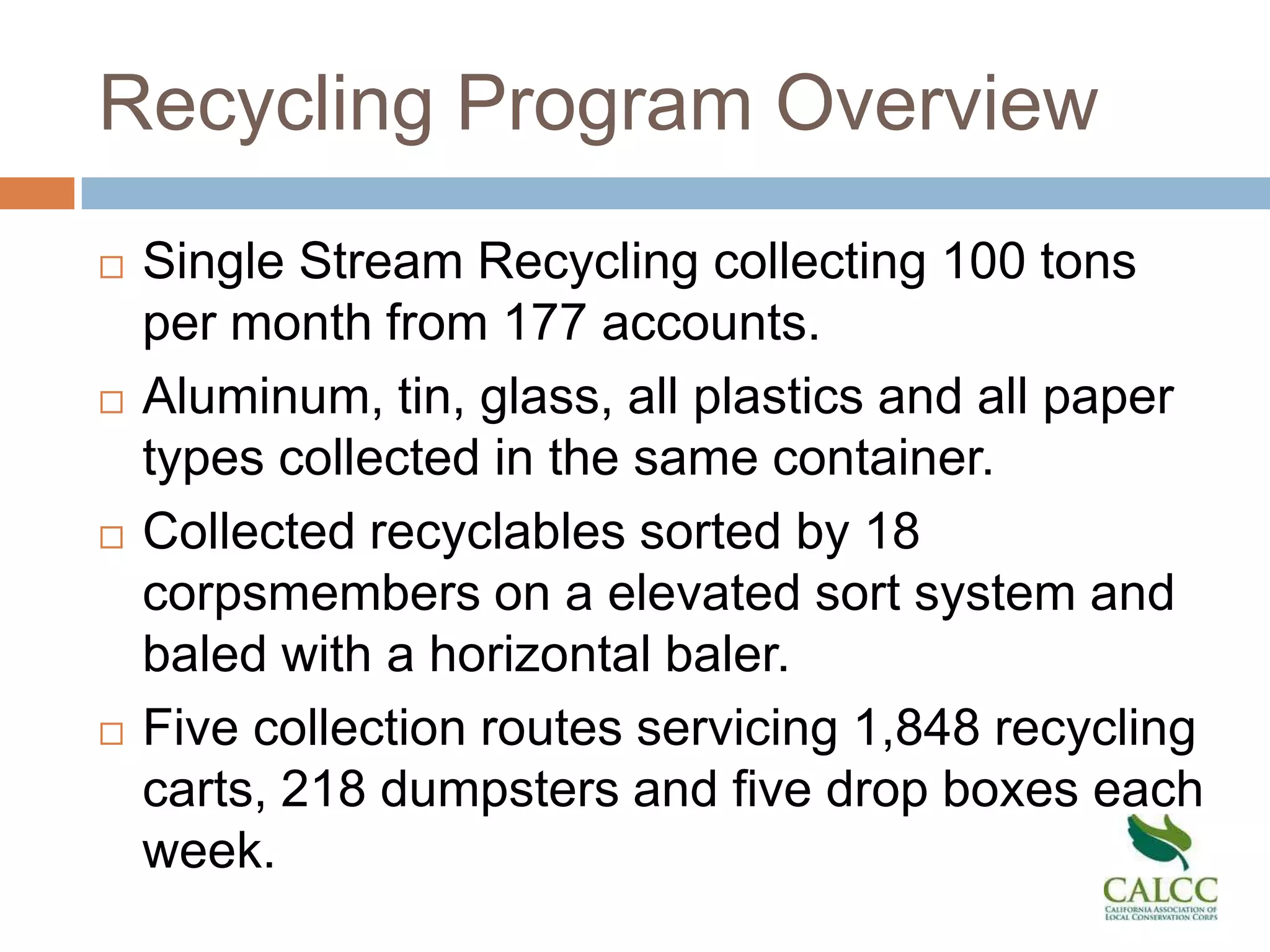 Civicorps recycling earned income presentation 9 10 12 | PPT