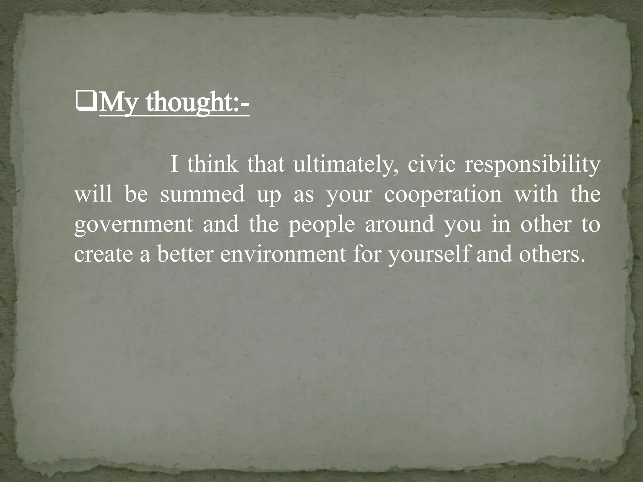 Civic responsibility and citizenship | PPTX