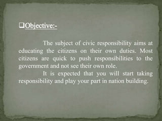 Civic responsibility and citizenship | PPTX