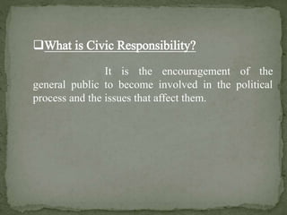 Civic responsibility and citizenship | PPTX