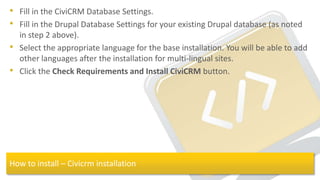 How to install Civicrm in Drupal 7 | PPTX | Databases | Computer Software and Applications