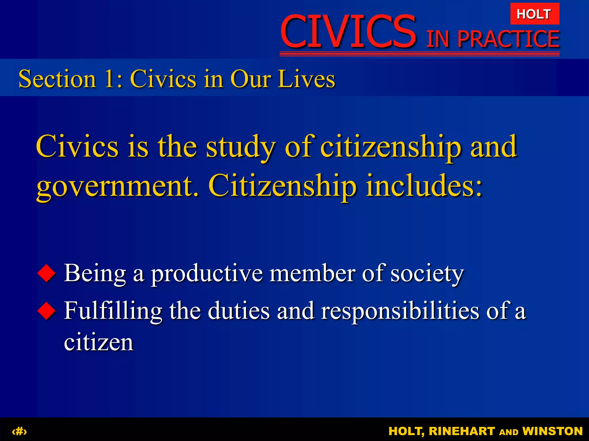 Civics ch.1 we the people | PPT