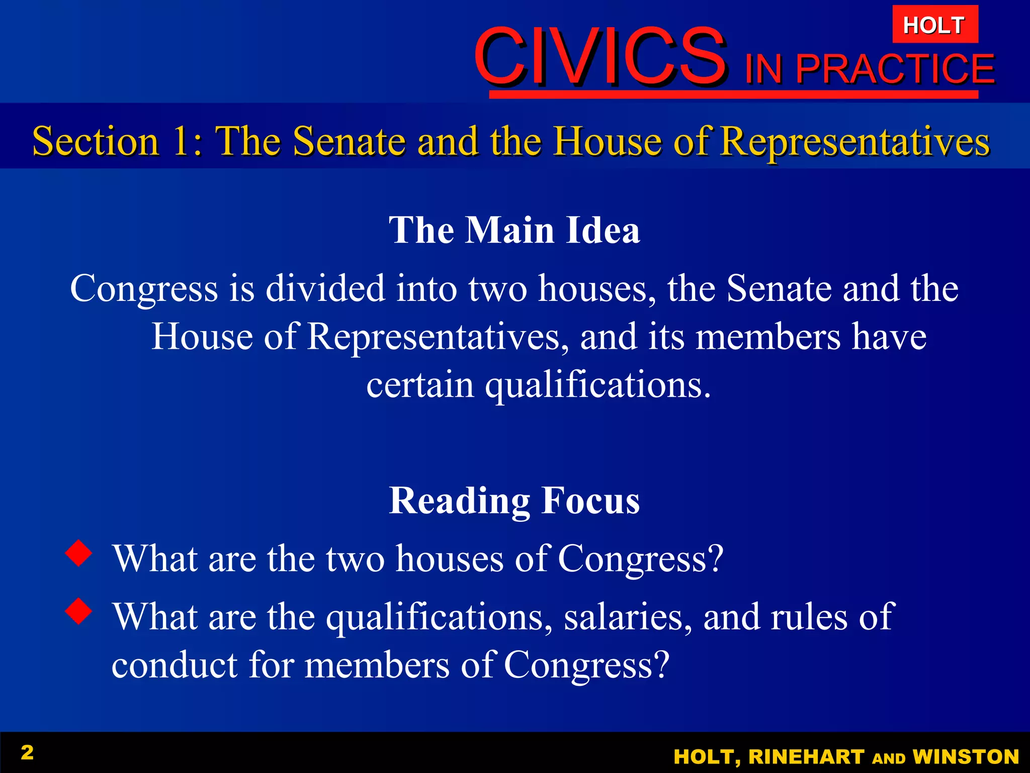 Civics ch.5 legislative branch | PPT