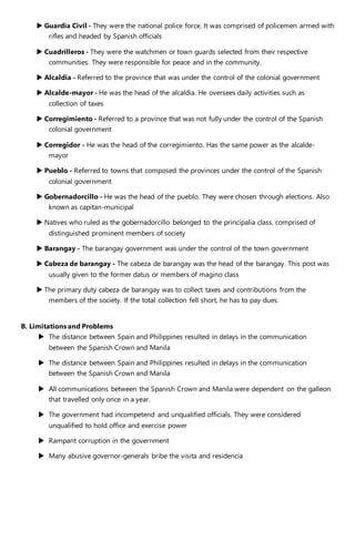 Civics4.lesson 10 spanish colonial govt | PDF