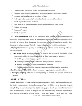 Civics and ethical education cv et 201 | PDF