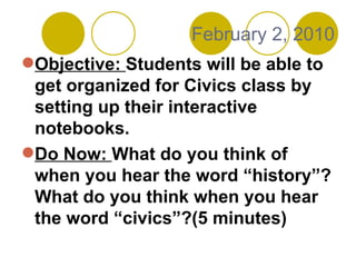 Civics day 3 notebook set up-lp | PPT