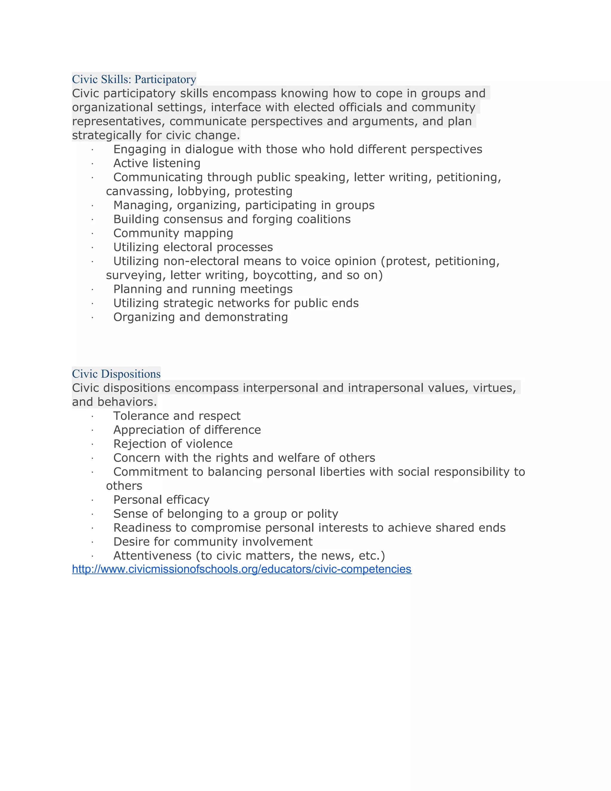 Civic skills & competencies | DOC