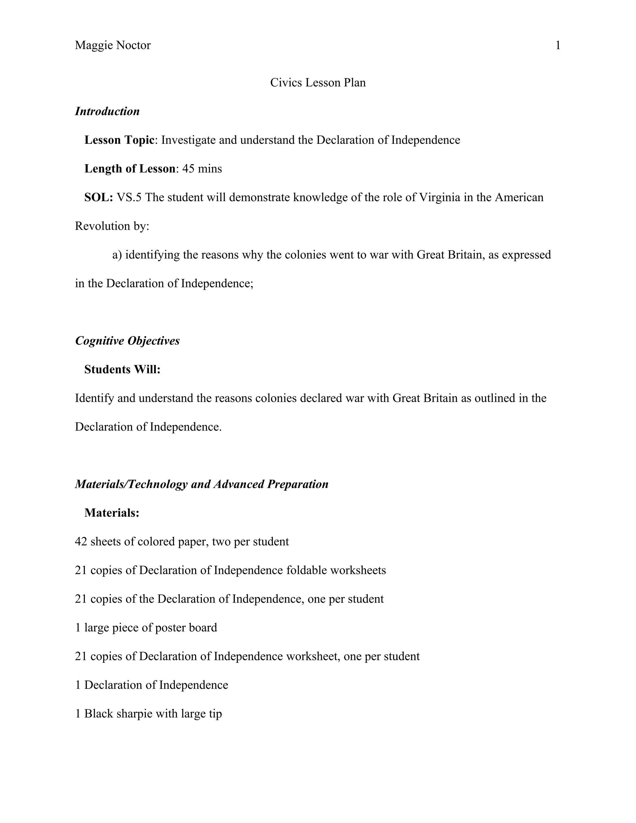 Civics lesson plan | PDF