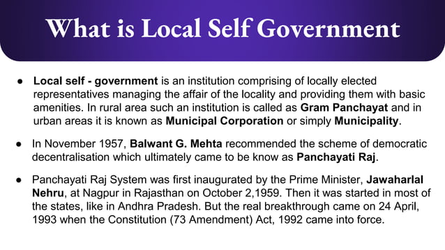 Rural - Local Self Government || Civics Presentation | PPTX