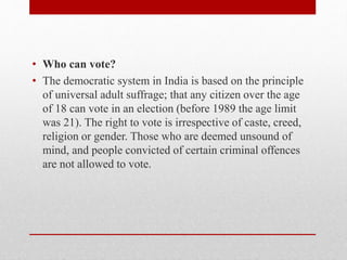 INDIAN CONSTITUTION | PPTX | Elections | Politics