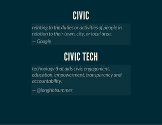 Civic Tech, Open Data and Python | PPT