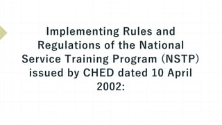 CIVIC WELFARE TRAINING SERVICE Lecture No. 1.pptx