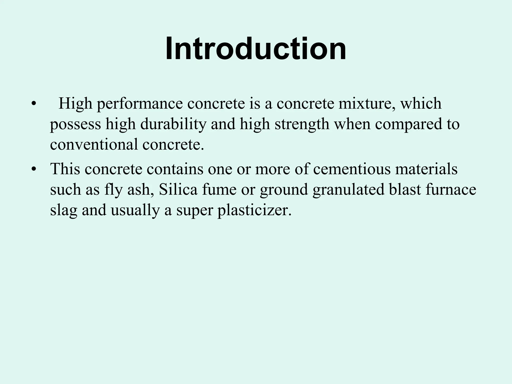 Civil engineering High performance concrete | PPTX