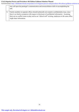 Civil Litigation Process and Procedures 4th Edition Goldman Solutions Manual | PDF