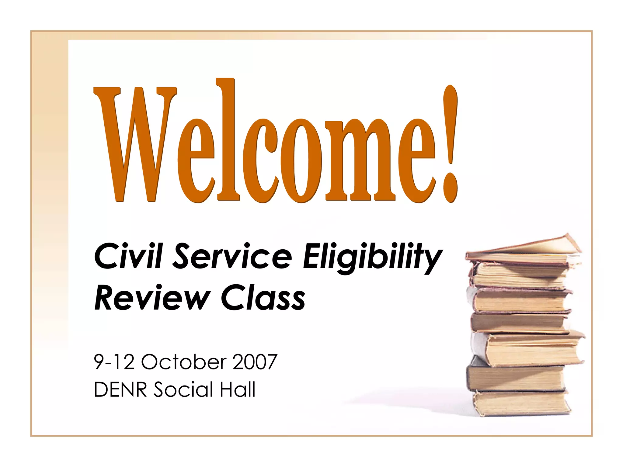 Civil Service Eligibility Review Class (Overview) | PPT