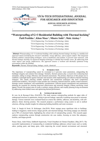 Waterproofing of G+3 Residential Building with Thermal hecking | PDF