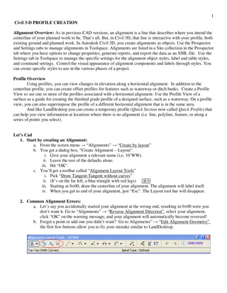 Civil 3d alignments and profile traning | PDF