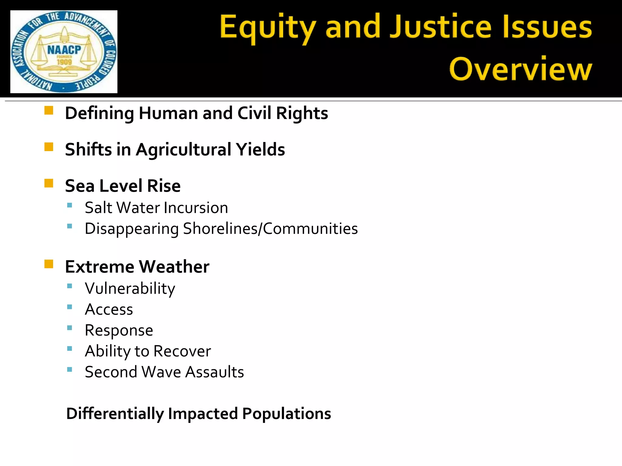 Civil and human rights impacts of climate change -uscan | PPT