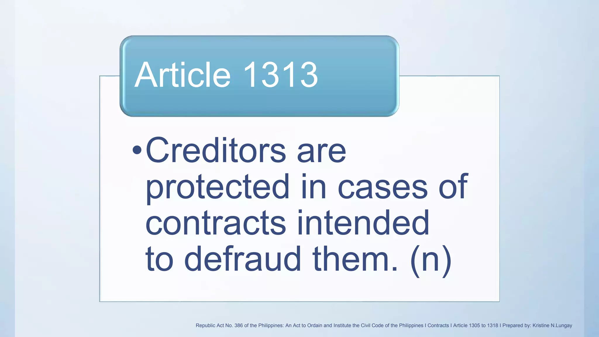 Civil code of the philippines.book iv.title ii.contracts.art.1305 1308 ...