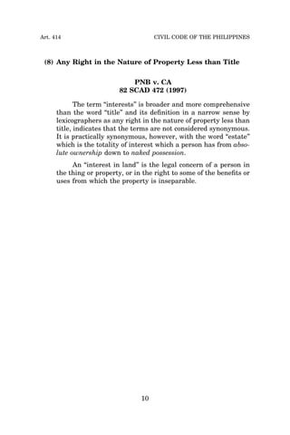 Civil Code of the Philippines Volume II (Property) | PDF