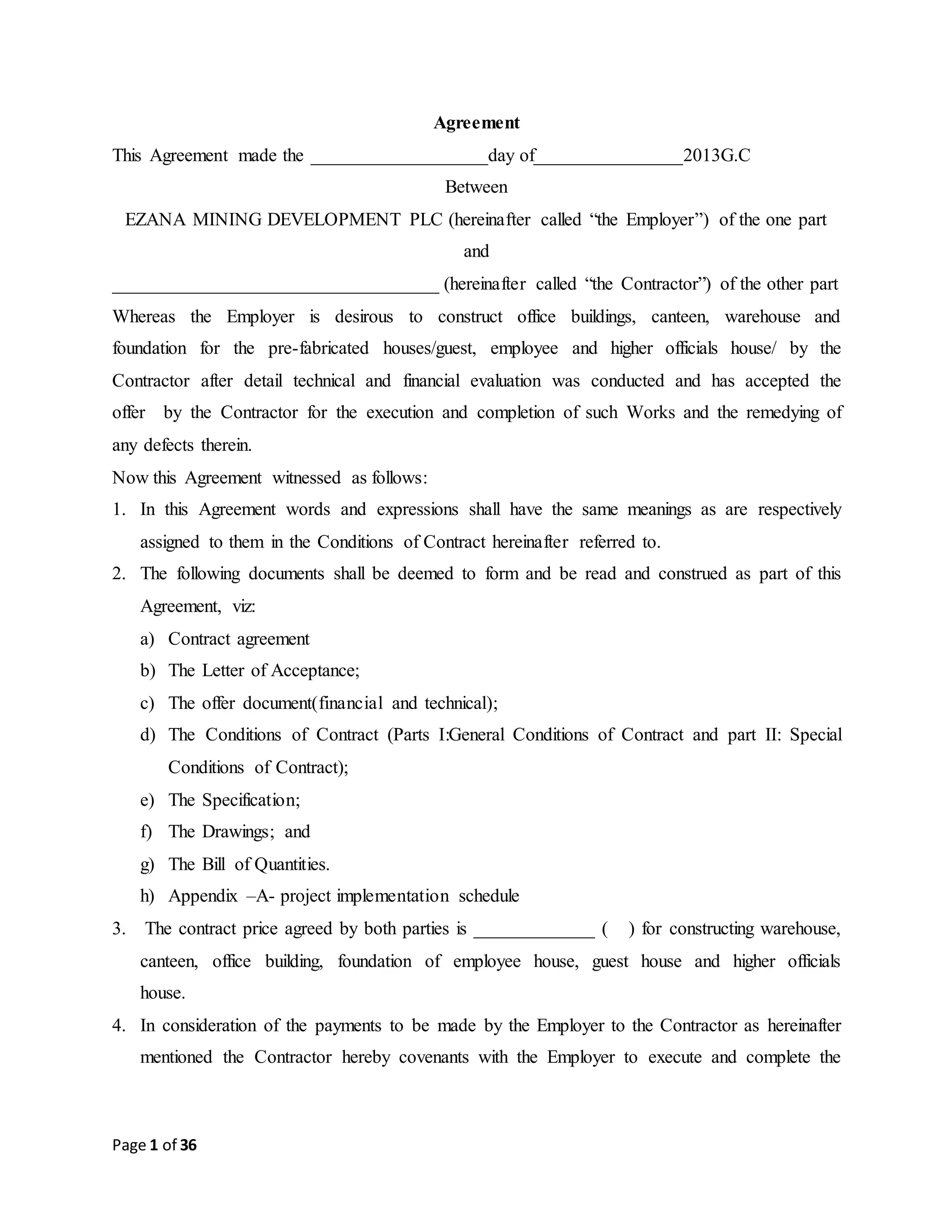 Civil construction draft contarct document | PDF