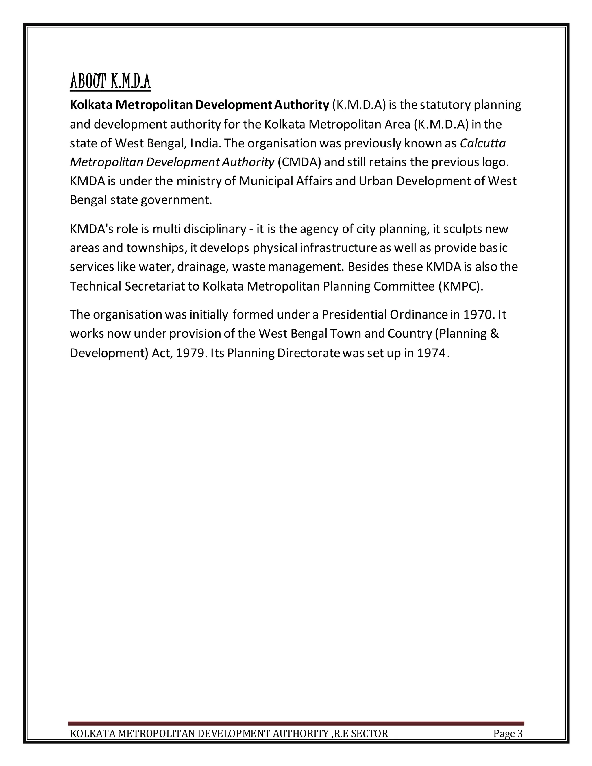 Civil construction project report at kmda | DOCX