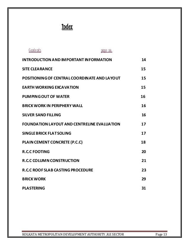 Civil construction project report at kmda
