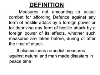 Civil Defence Presentation. Description of work | PPT