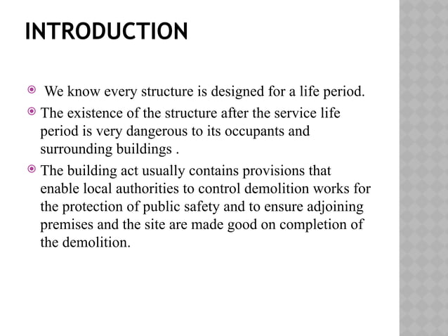 civil DEMOLITION OF BUILDING ppt.pptx br | PPT