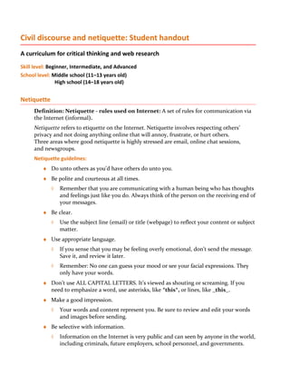 Civil discourse student_handout | DOC | Email | Internet