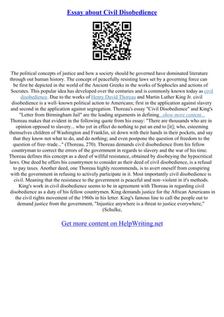 Civil Disobedience Essay | PDF