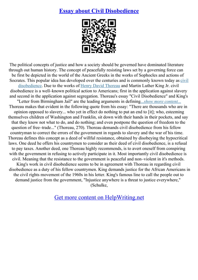 Civil Disobedience Essay | PDF