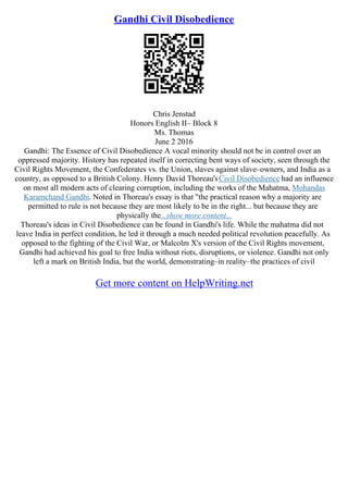 Civil Disobedience Essay | PDF