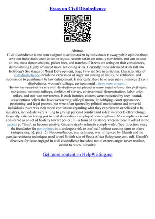 Civil Disobedience Essays | PDF | Law
