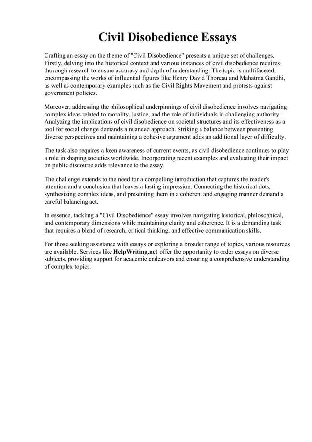 Civil Disobedience Essays | PDF