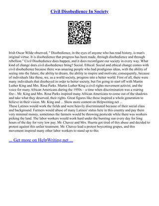 Civil Disobedience In Society | PDF