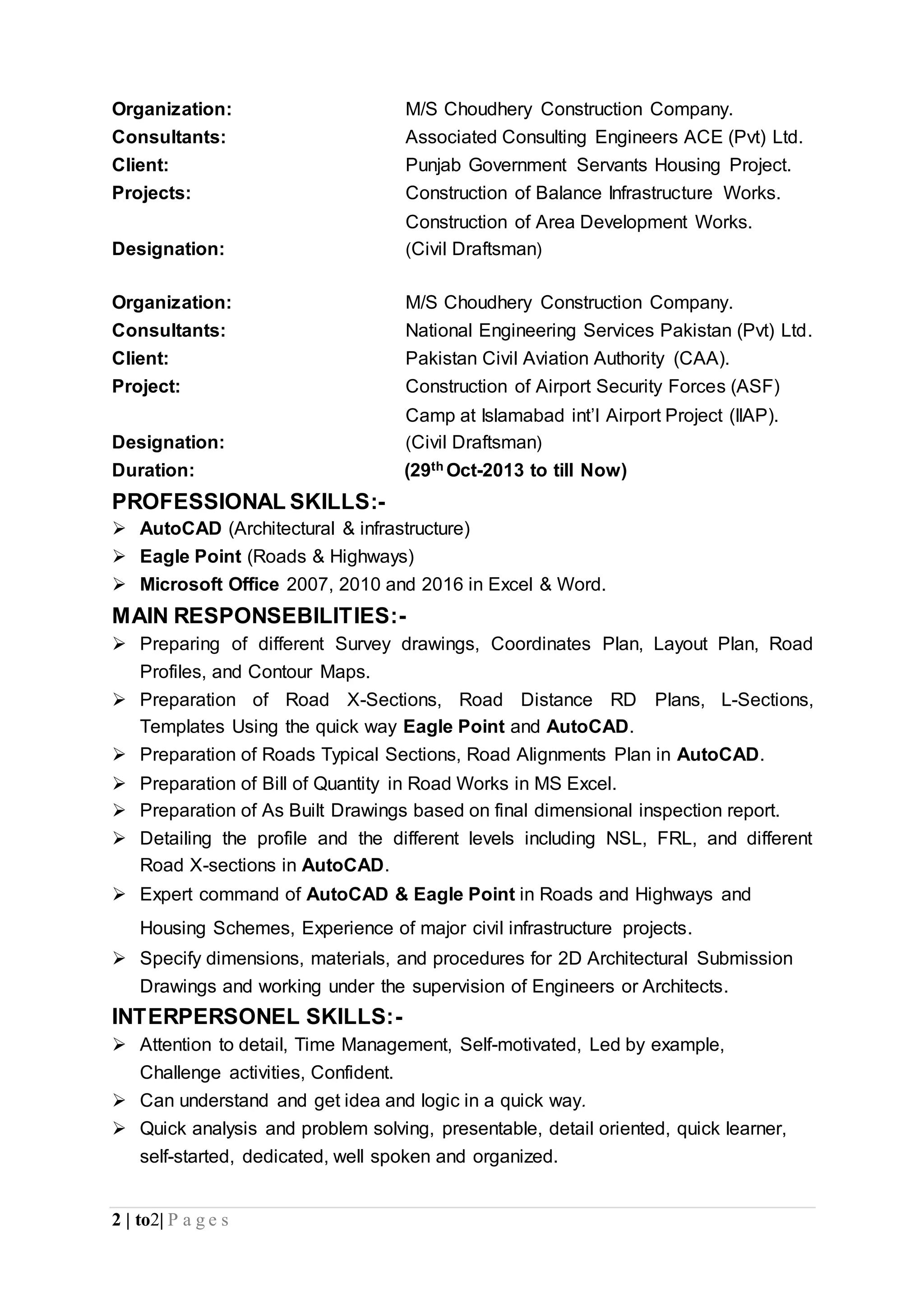 Civil draftsman cv | PDF