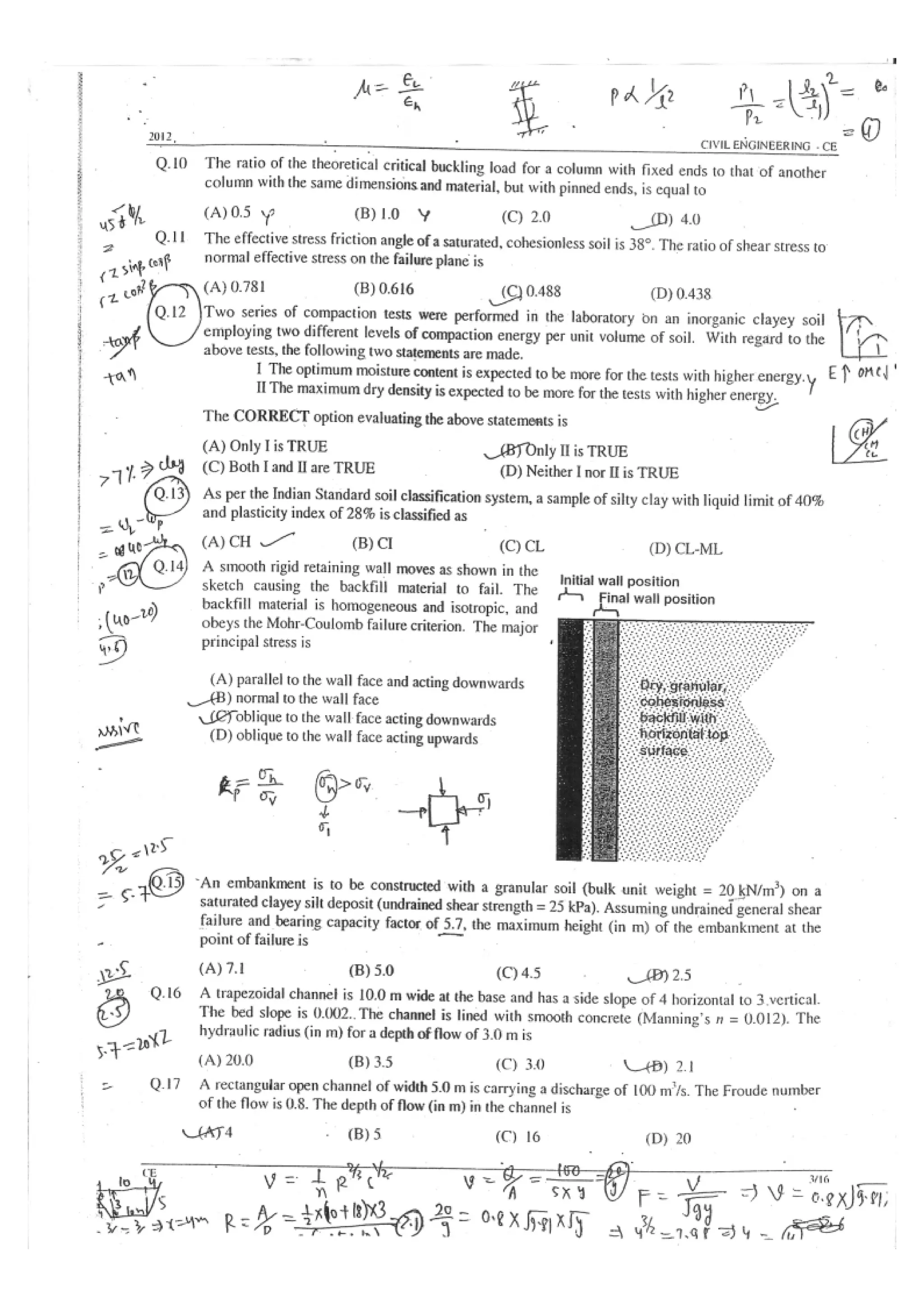 Civil engg. gate 2012 question paper | PDF