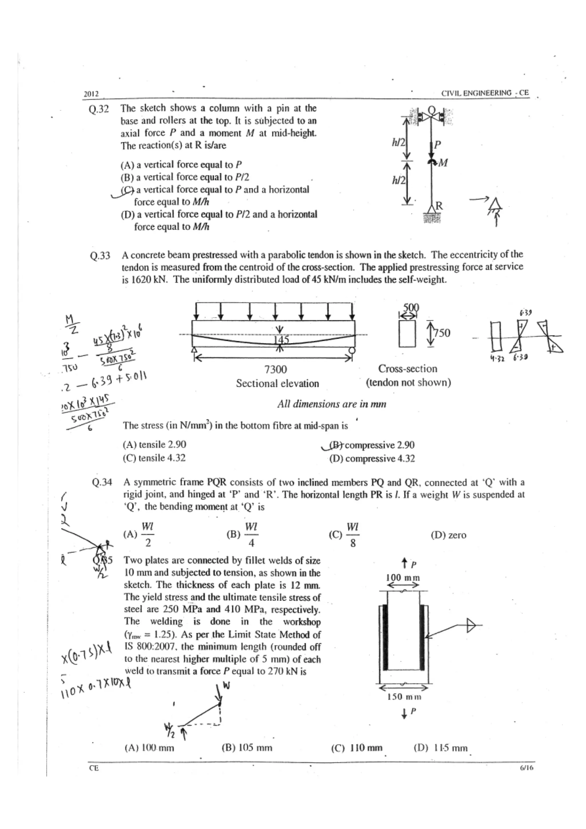 Civil engg. gate 2012 question paper | PDF