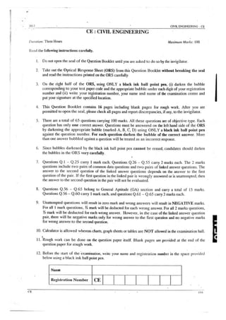 Civil engg. gate 2012 question paper | PDF