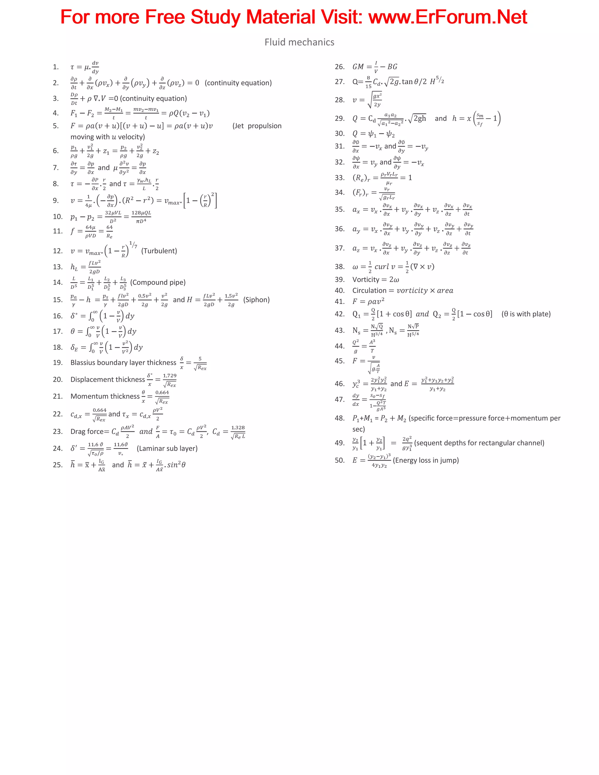 Civil engg formulas | PDF