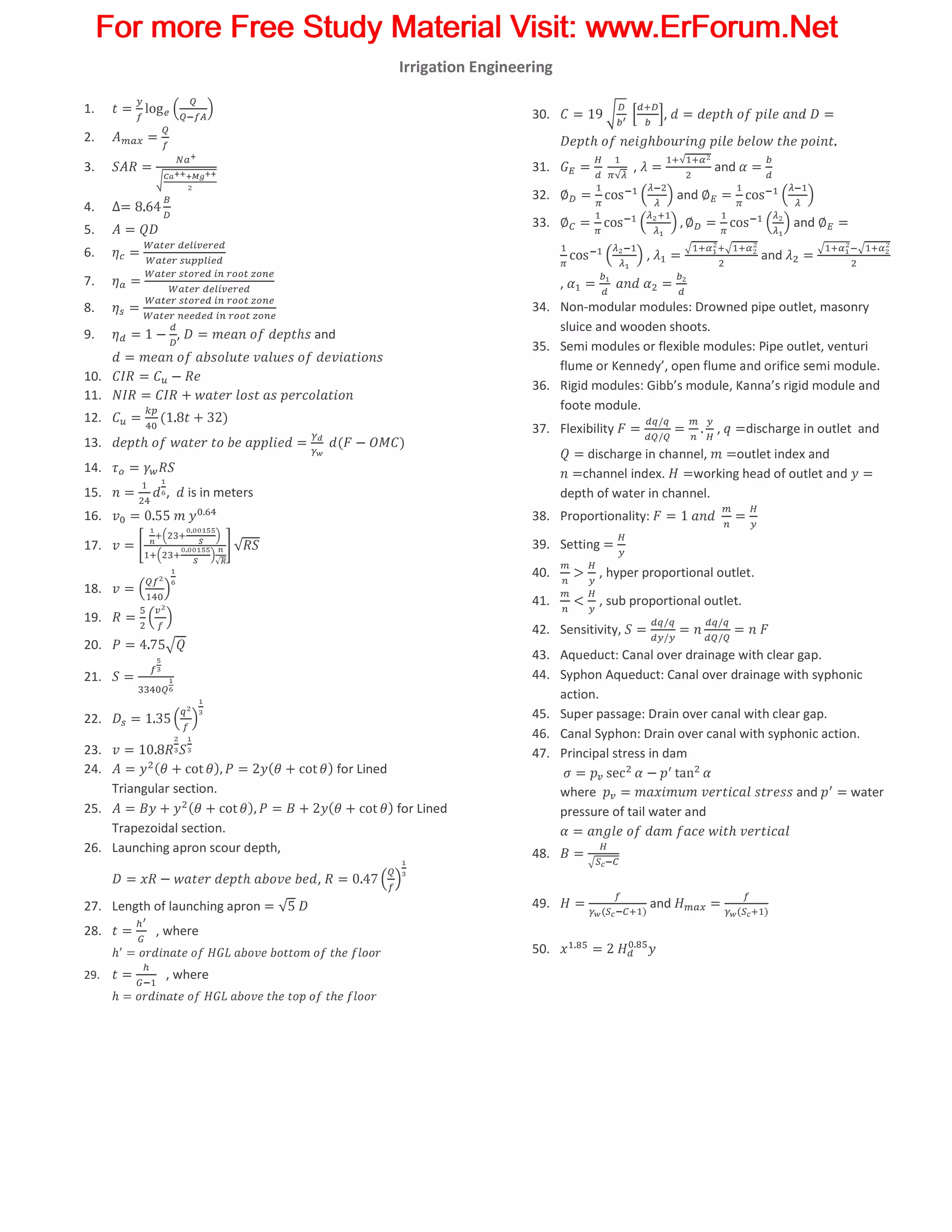 Civil engg formulas | PDF