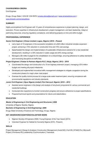 Civil Engineer - Fully Editable ATS Resume Template.docx