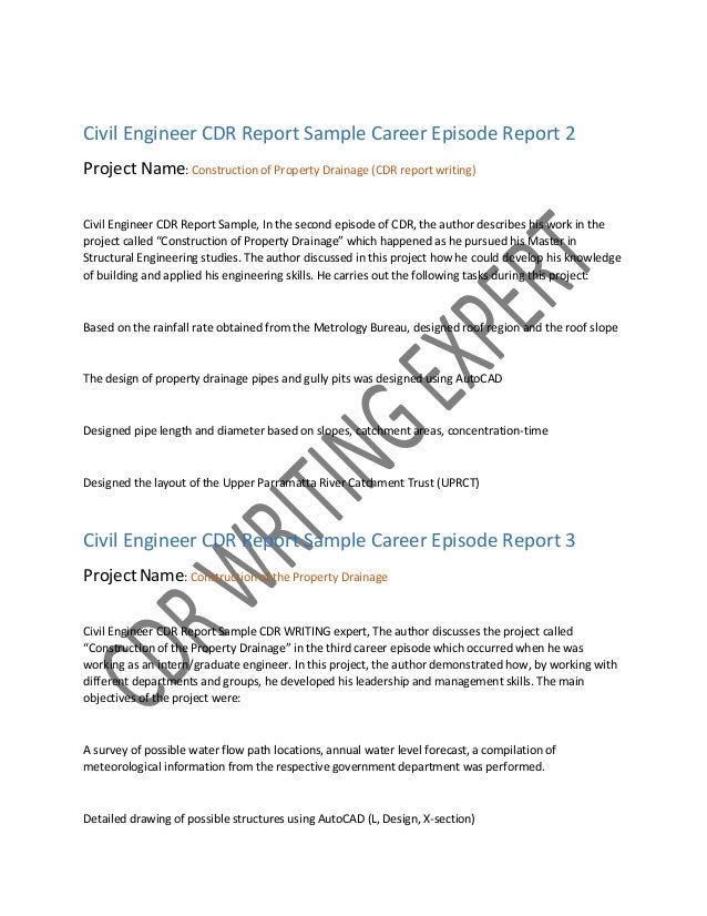 civil engineer CDR REPORT SAMPLE