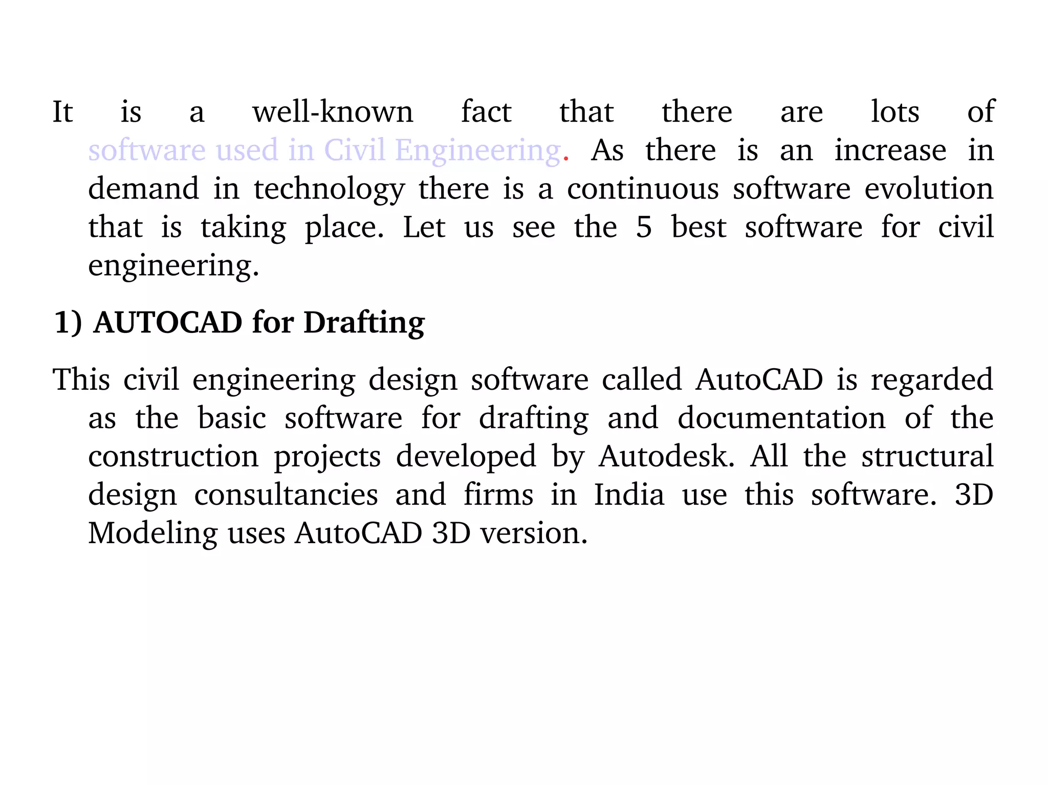 Best 5 software for civil engineering | PPT